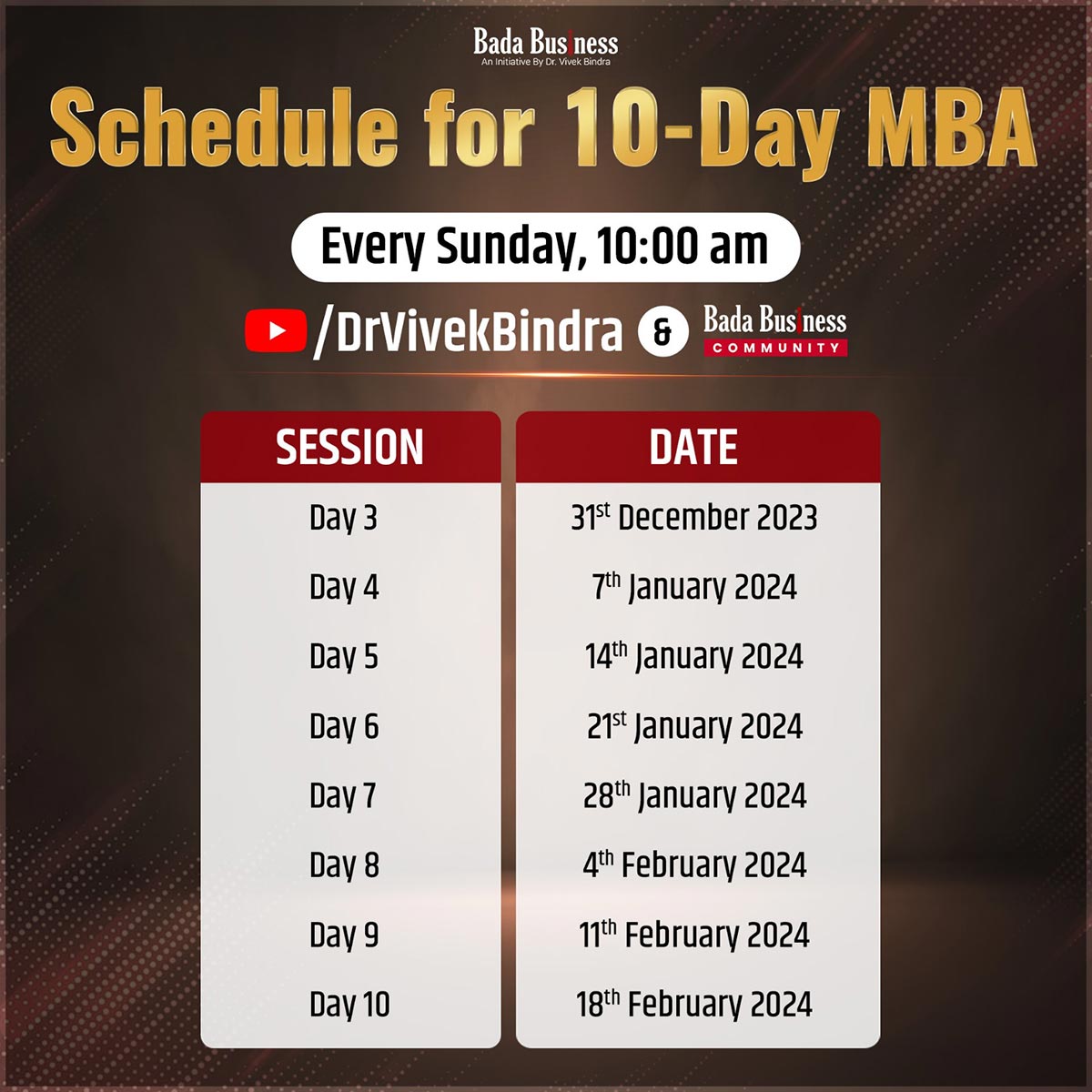 10 Day MBA Program by Dr. Vivek Bindra | Bada Business